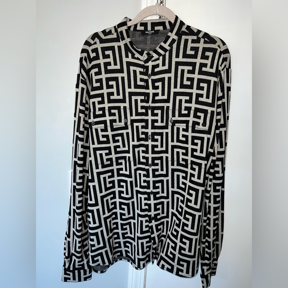 Balmain Monogram Print Long Sleeved Shirt - Gem